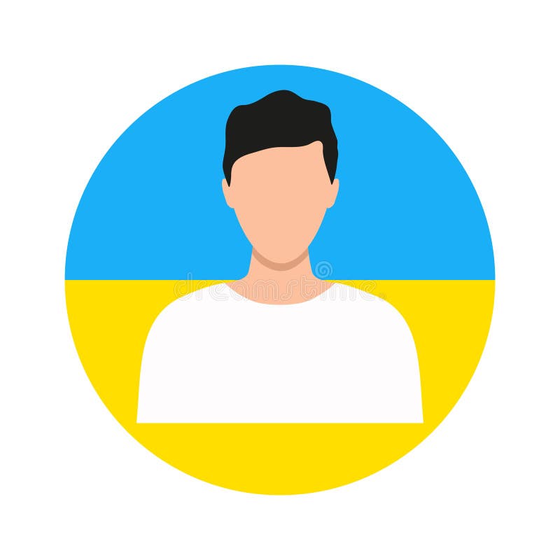 Man Head in Round Shape. Male Avatar in Ukrainian Flag Stock ...