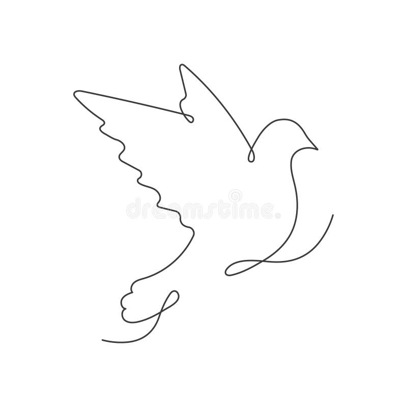Dove Continuous One Line Drawing. Flying Linear Bird. Doodle Hand Drawn ...