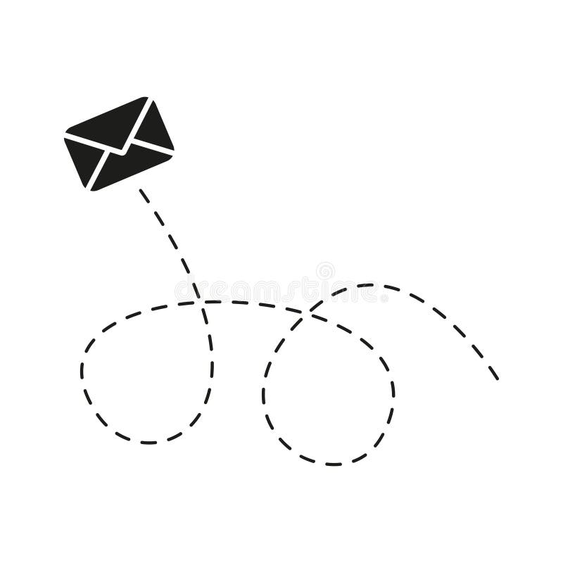 Envelope with Line Dotted Route. Flying Mail Symbol. Sending Message ...