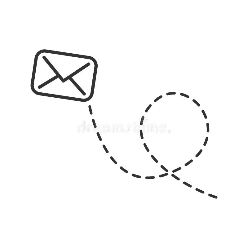 Envelope with Line Dotted Route. Flying Mail Symbol. Sending Message ...
