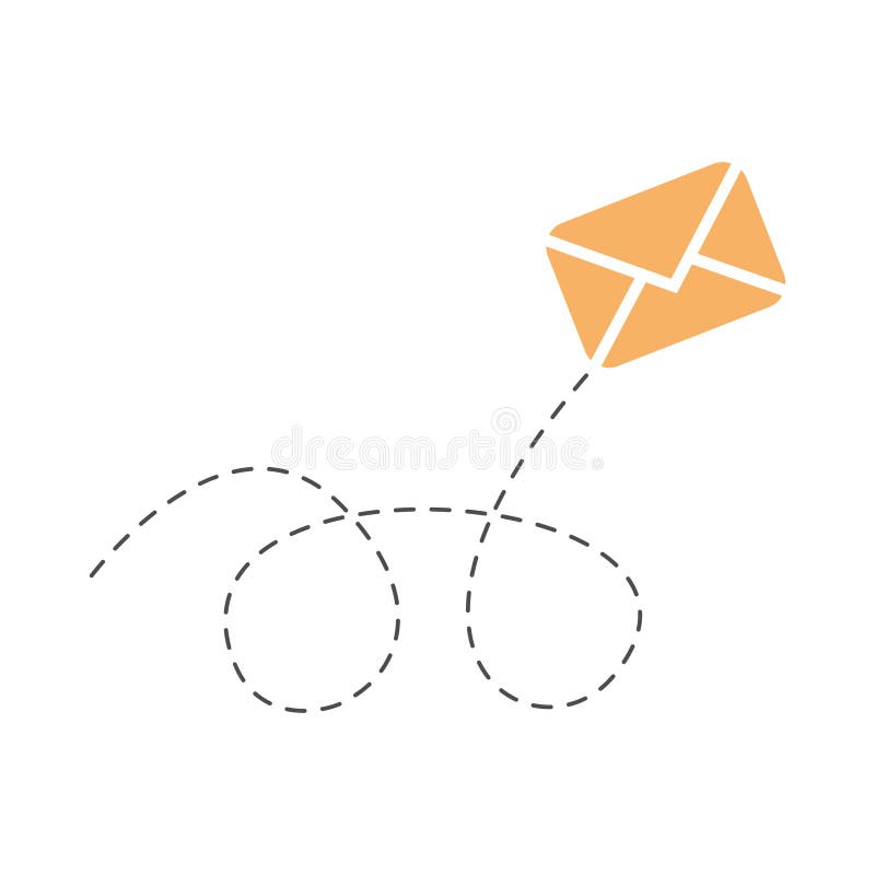 Envelope with Line Dotted Route. Flying Mail Symbol. Sending Message ...