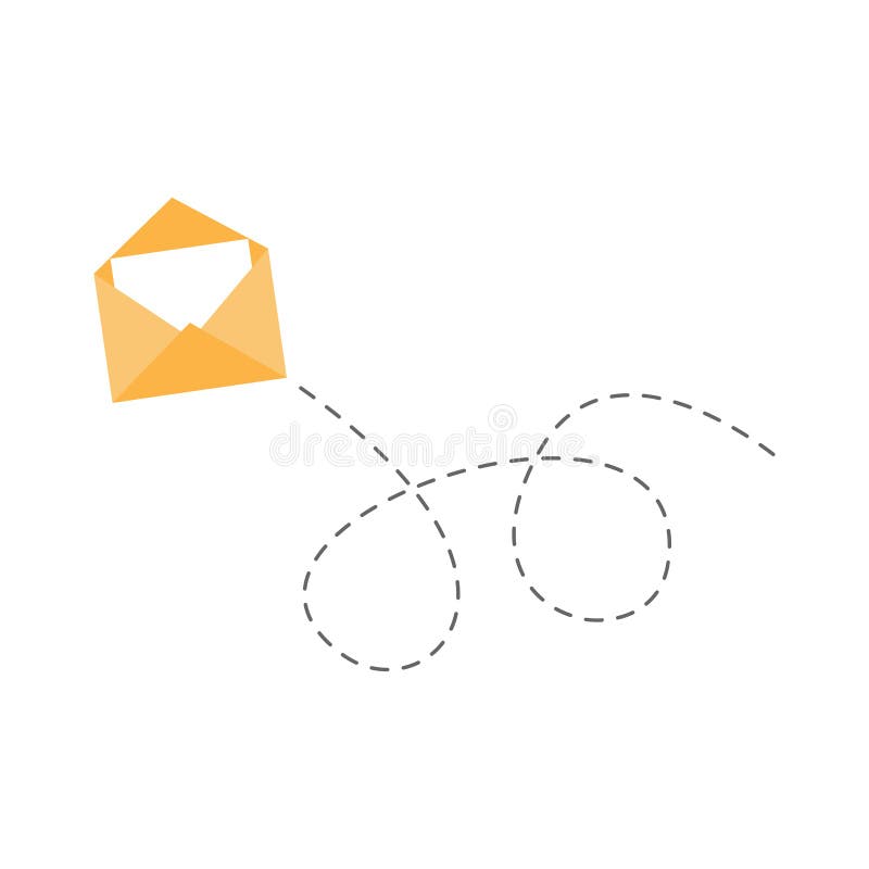 Envelope with Line Dotted Route. Flying Open Mail Symbol Stock ...
