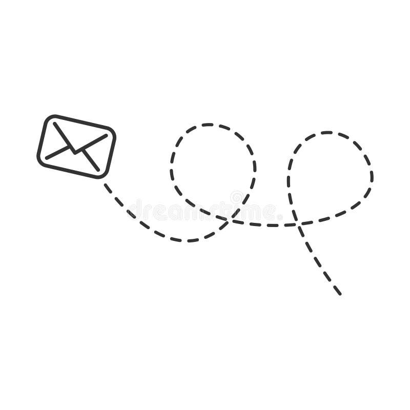 Envelope with Line Dotted Route. Flying Mail Symbol. Sending Message ...