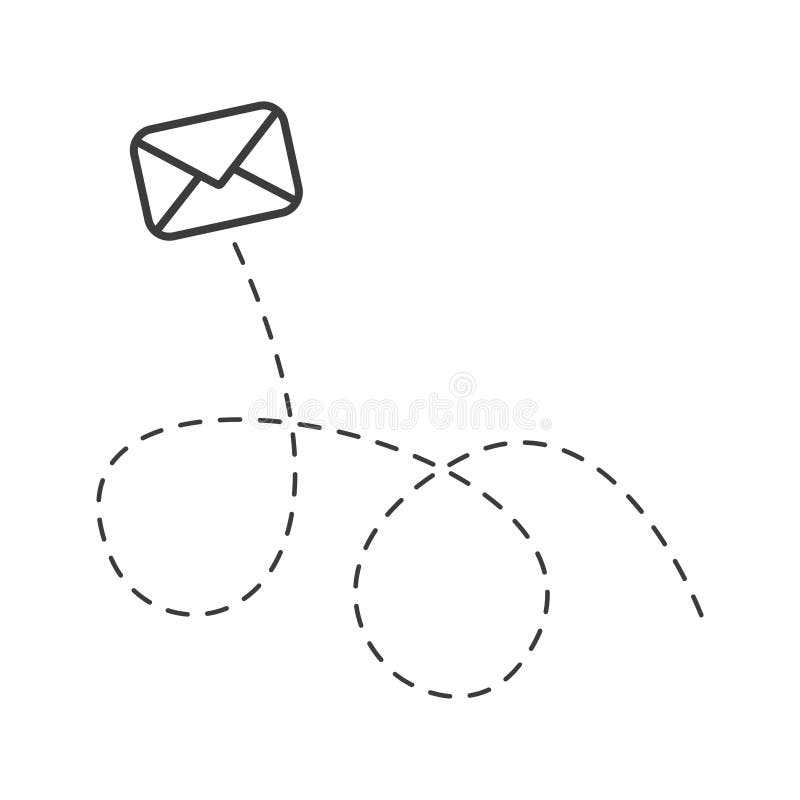 Envelope with Line Dotted Route. Flying Mail Symbol. Sending Message ...