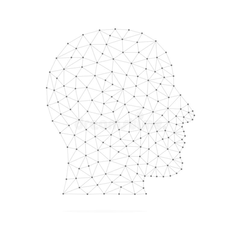 Low Polygonal Head Symbol. Human Profile Head Sign with Connection ...