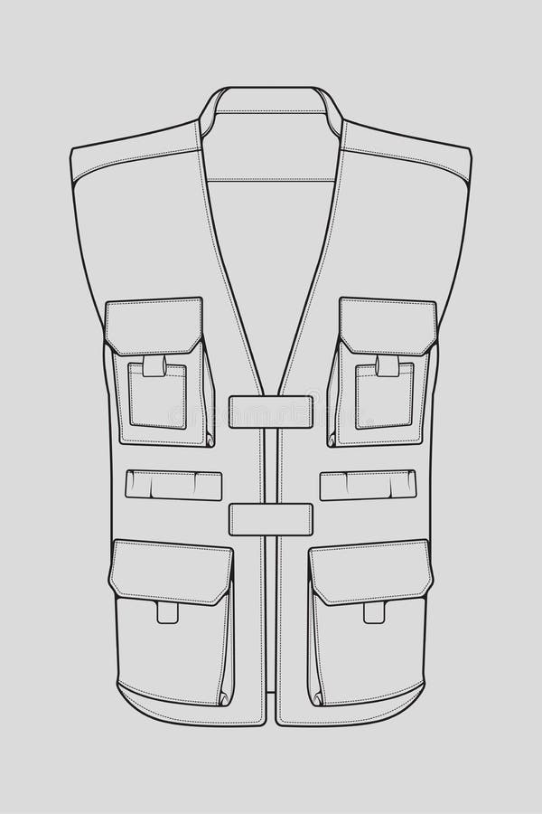 Chest Vest Bag Outline Drawing Vector, Chest Vest Bag in a Sketch Style ...