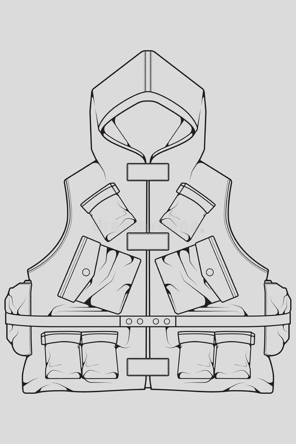 Chest Vest Bag Outline Drawing Vector, Chest Vest Bag in a Sketch Style ...