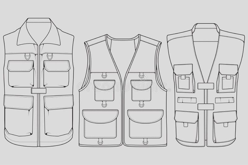 Set of Chest Vest Bag Outline Drawing Vector, Chest Vest Bag in a ...
