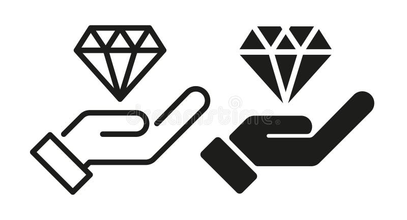 Diamond Hand Hold Outline and Solid Icon Vector Stock Vector ...