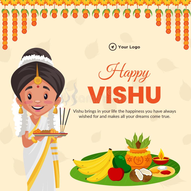 Banner Design of Happy Vishu Festival Stock Vector - Illustration of ...