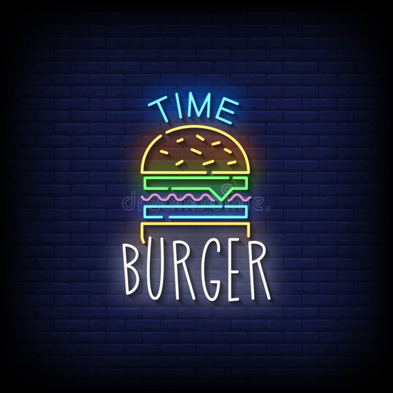 Burger Time Neon Signs Style Text Vector Stock Vector - Illustration of ...