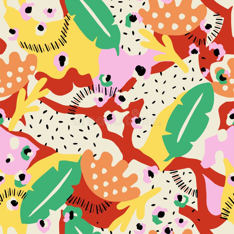 Vector Abstract Nature Inspired Shapes Illustration Seamless Repeat ...