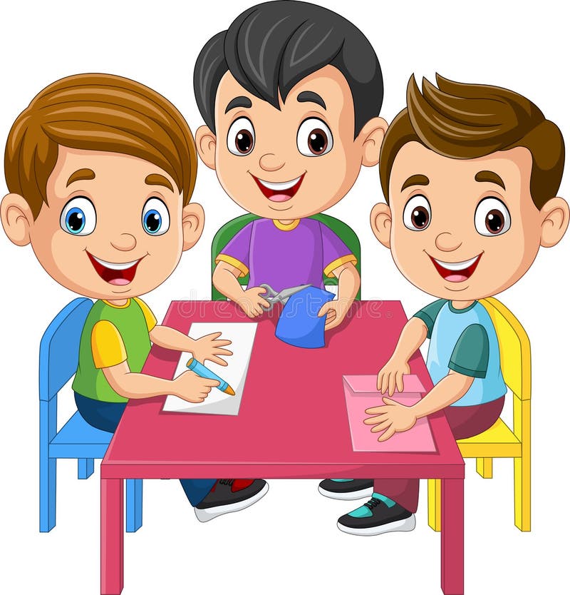 Cartoon Kids Doing Folding Origami Paper Stock Vector - Illustration of ...