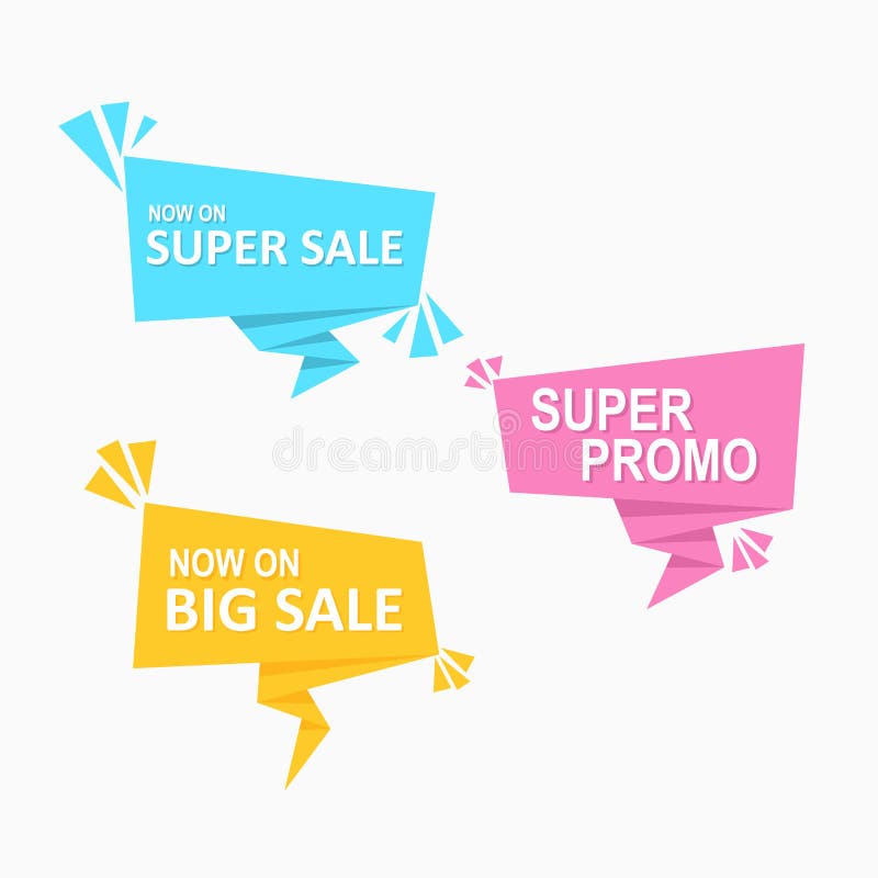 Modern Price Tag Origami Colorful Speech Bubbles Flat Label Stock ...