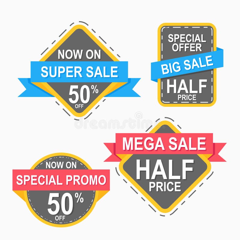 Set of Vector Labels with Retro Flat Design Concept for Promotion Stock ...