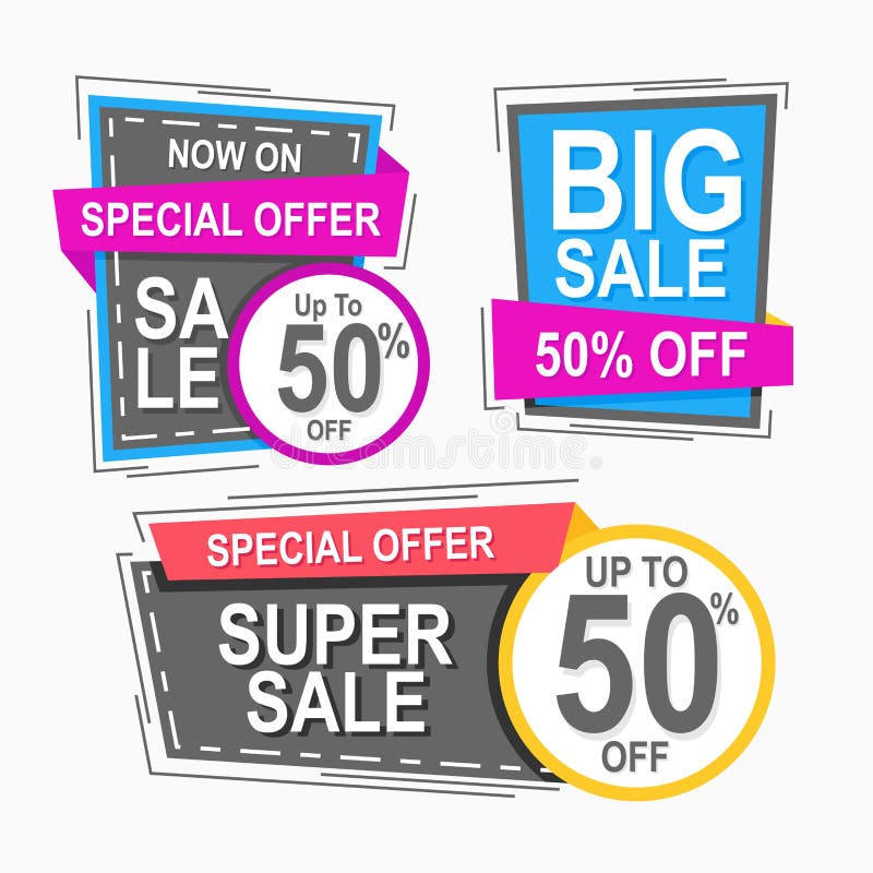 Abstract Flat Labels Promotion Design for Stickers Advertisement Stock ...