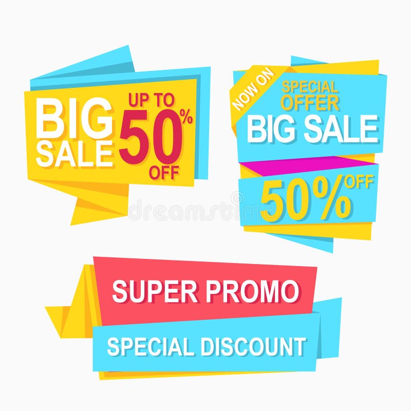 Set of Colorful Sale Labels and Price Tag for Promotion and ...