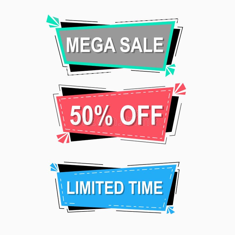 Set of Sale Labels Promotion with Abstract Shape for Advertisement ...