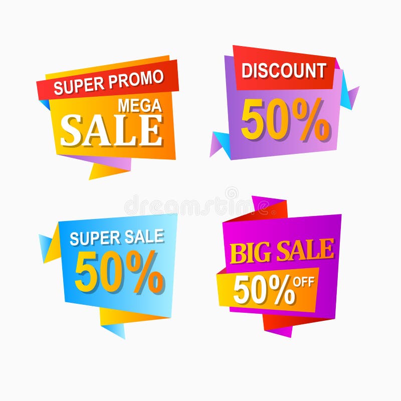 Set of Colorful Stickers Sale Promotion and Price Tag with Abstract ...