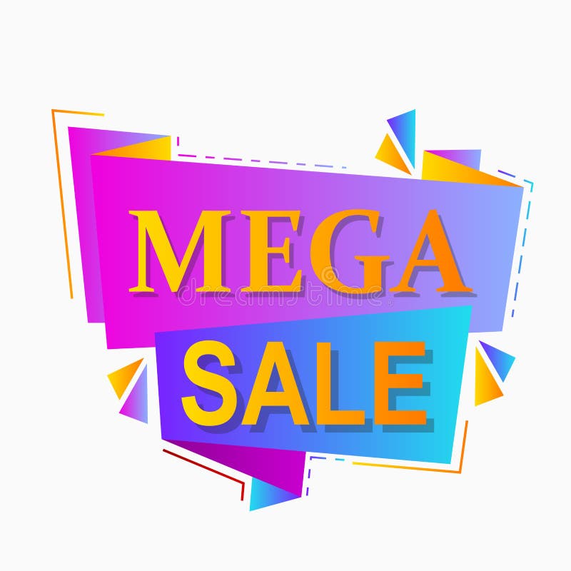 Mega Sale Label Promotion with Abstract Origami Speech Bubble Stock ...