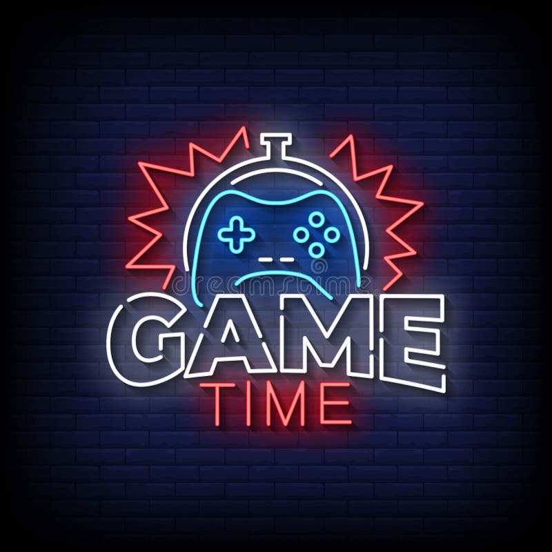 Game Time Neon Signs Style Text Vector Stock Vector - Illustration of ...