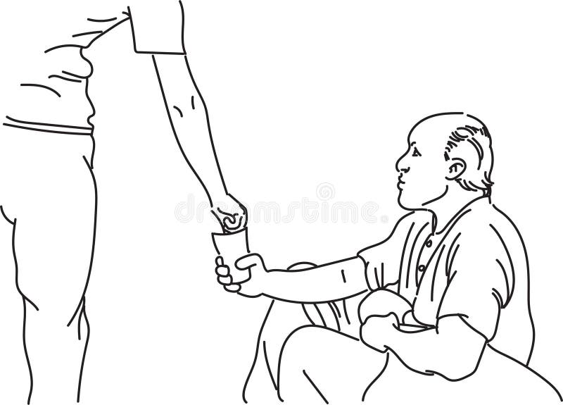 Line Art Illustration of a Muslim Man Giving Sodaqoh To Poor Man Stock ...