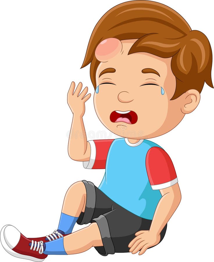 Little Boy Crying with a Bump on His Head Stock Vector - Illustration ...