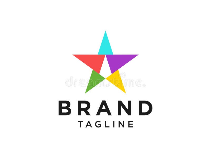 Abstract Five Star Logo. Colorful Geometric Shape Star Icon Origami ...