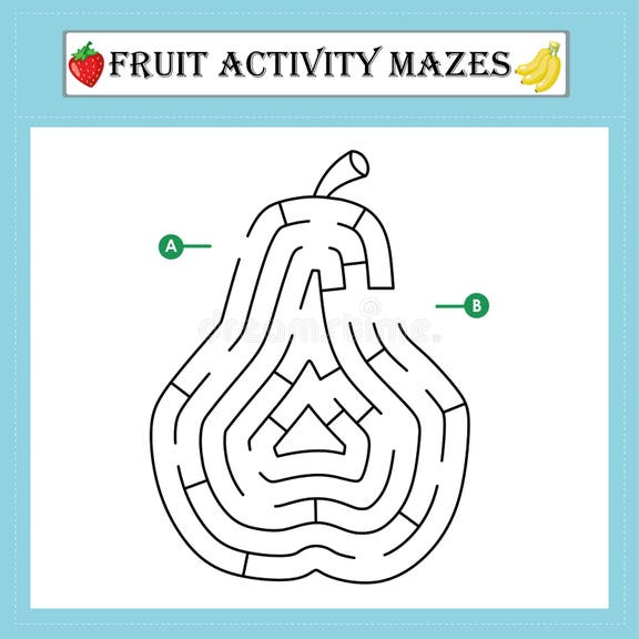 Fruit Maze Puzzle Worksheet Vecteur Stock Vector - Illustration of cute ...