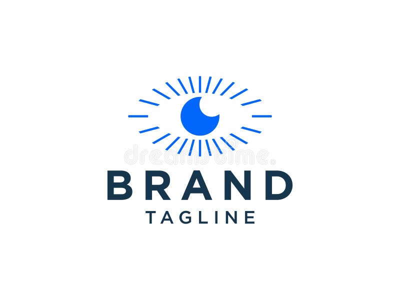 Abstract Eye Vision Logo. Blue Linear Geometric with Sunburst Rays ...