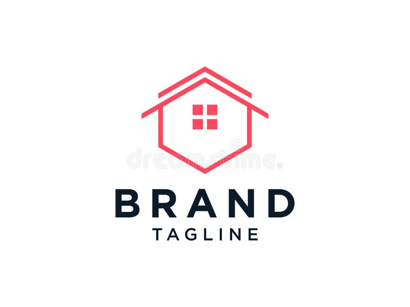House Logo. Red House Symbol Geometric Linear Style Isolated on White ...