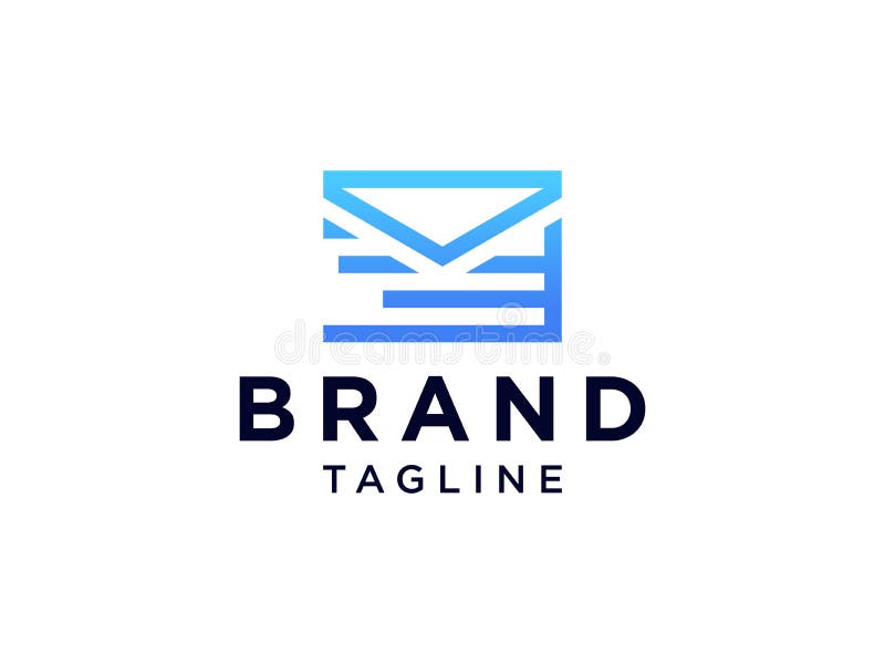 Express Delivery Mail Logo. Blue Gradient Shape with Pixel Isolated on ...