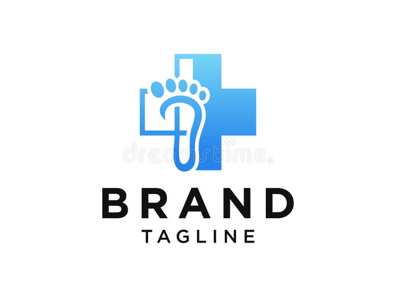 Foot Care Medical Logo. Blue Gradient Cross Sign with Negative Space ...