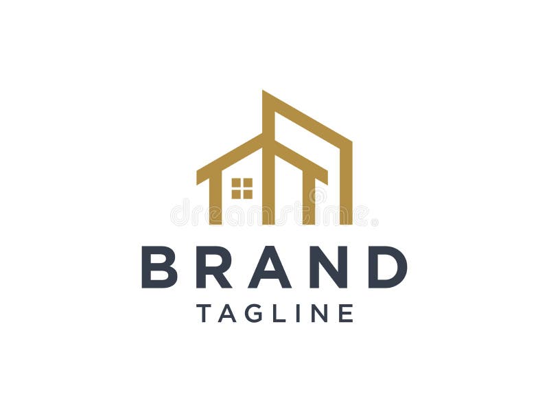 Real Estate Logo. Gold House Symbol Geometric Linear Style Isolated on ...