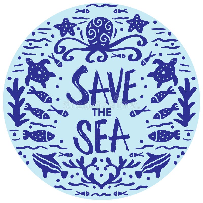 Save the sea concept. stock vector. Illustration of earth - 245960738