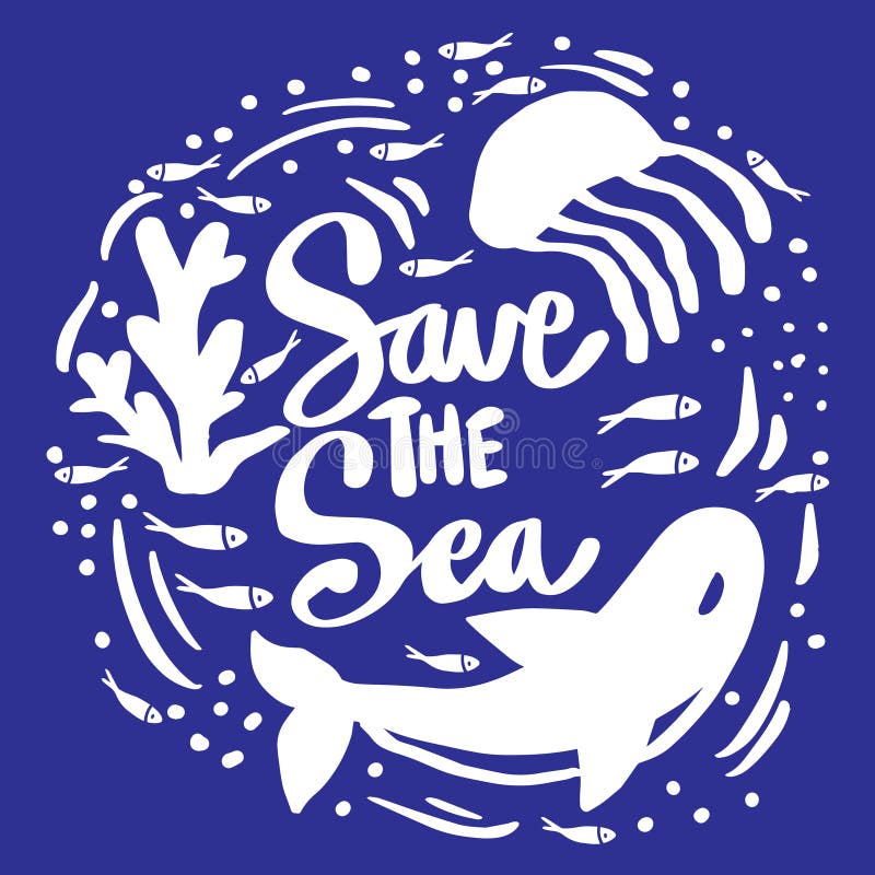 Save the sea concept. stock vector. Illustration of graphic - 245960774
