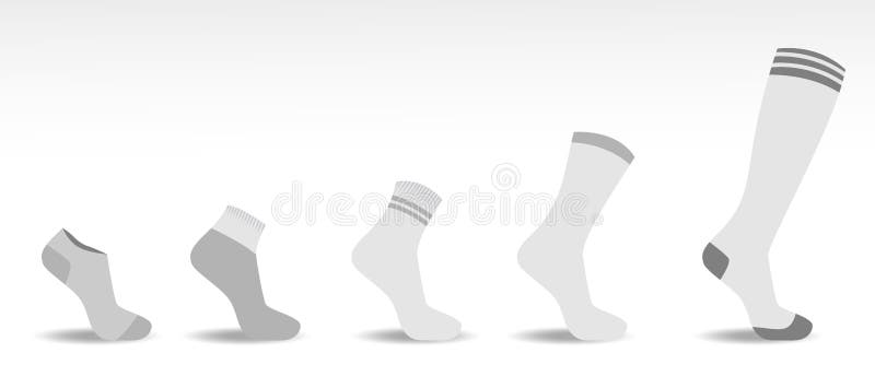 Realistic Socks Type Cloth. Various Kinds of Long and Short Socks Stock ...