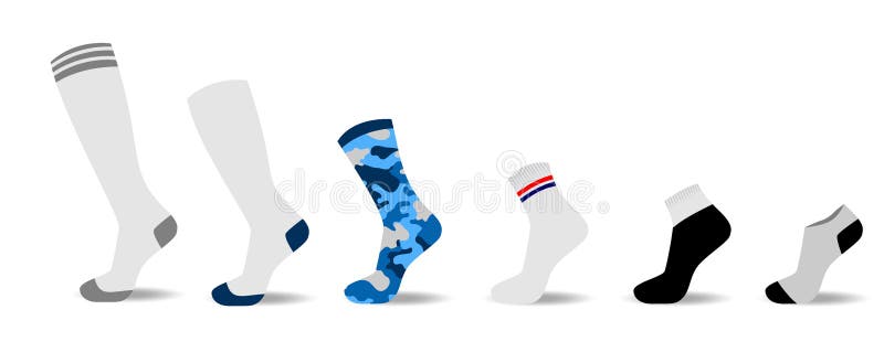 Realistic Socks Type Cloth. Various Kinds of Long and Short Socks Stock ...