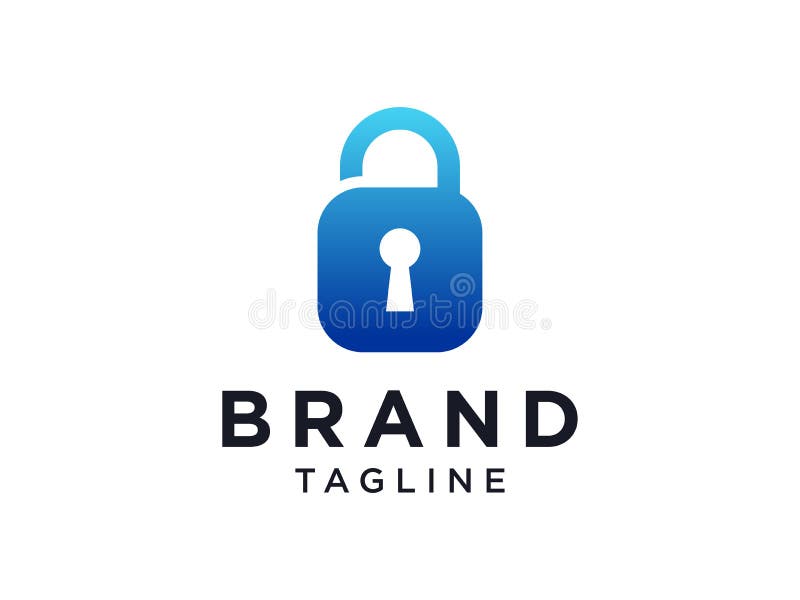 Abstract Lock Sign Security Logo. Flat Line Vector Logo Design Template ...