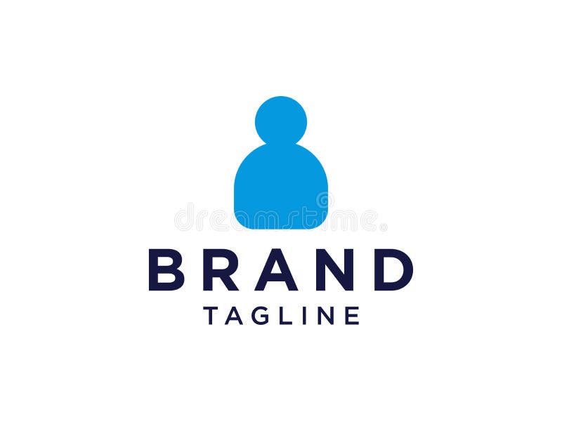 Abstract People Logo. Blue Geometric Shape Simple Human Icon Isolated ...