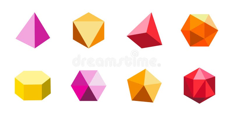 Set of Colorful Flat 3d Geometric Shapes Element Stock Vector ...