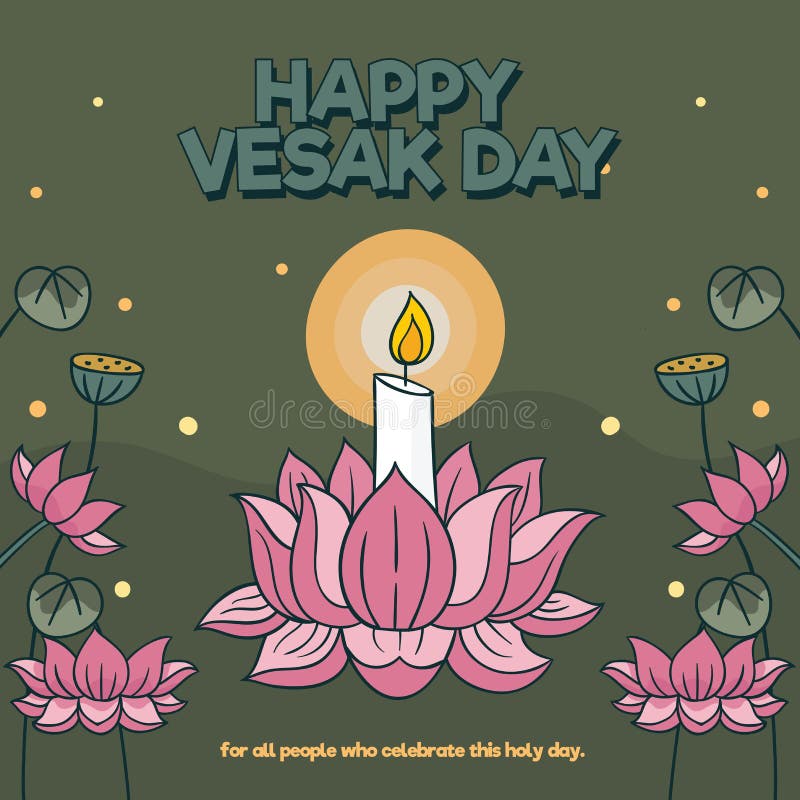 Waisak Day Greeting Template Stock Vector - Illustration of culture ...