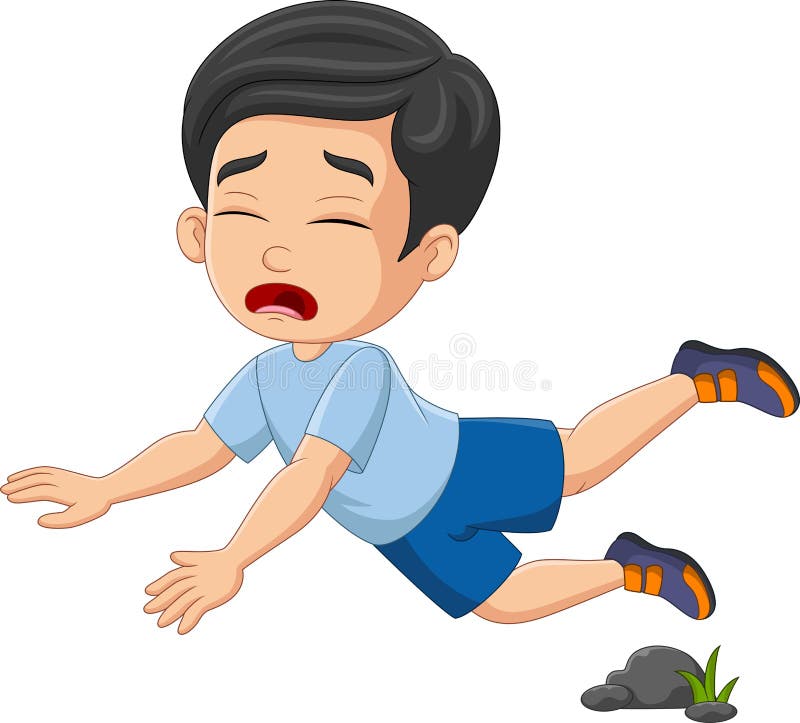 Fallen Little Boy Tripping Over a Rock Stock Vector - Illustration of ...
