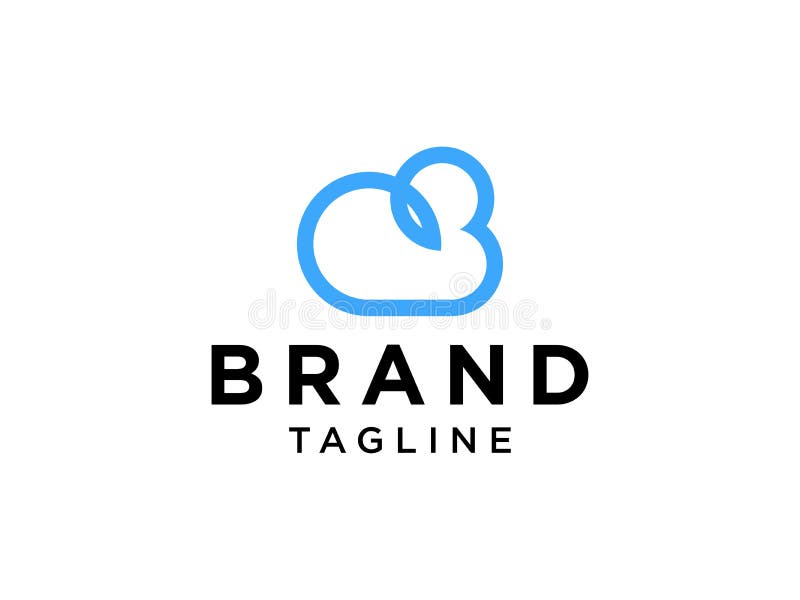 Simple Cloud Logo. Blue Linear Shape Cloud Computing Isolated on White ...