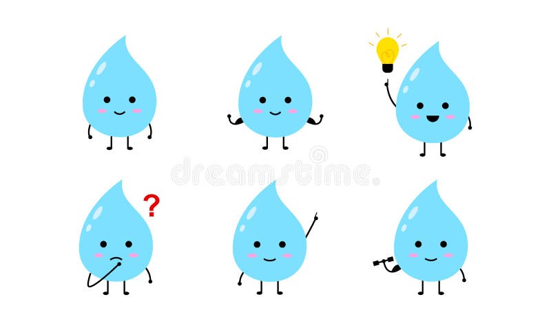 Happy Smiling Water Drop Character. Cute Cartoon Mascot Design Stock ...