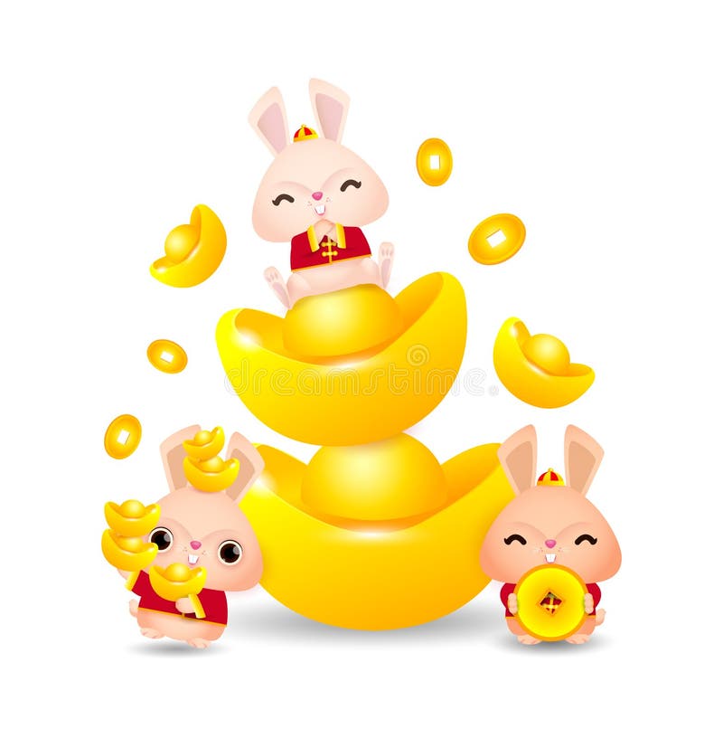 Bunny with Money Bag Cartoon Vector Illustration. Stock Vector ...