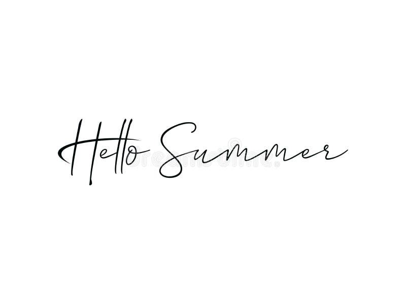 Hello Summer Hand Written Black Text Lettering Calligraphy Style ...