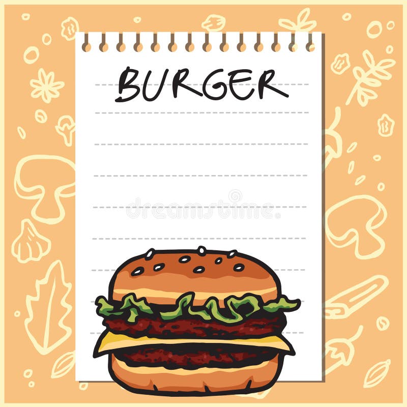 Burger Restaurant Menu Fast Food Ingredients Recipe Premium Vector ...