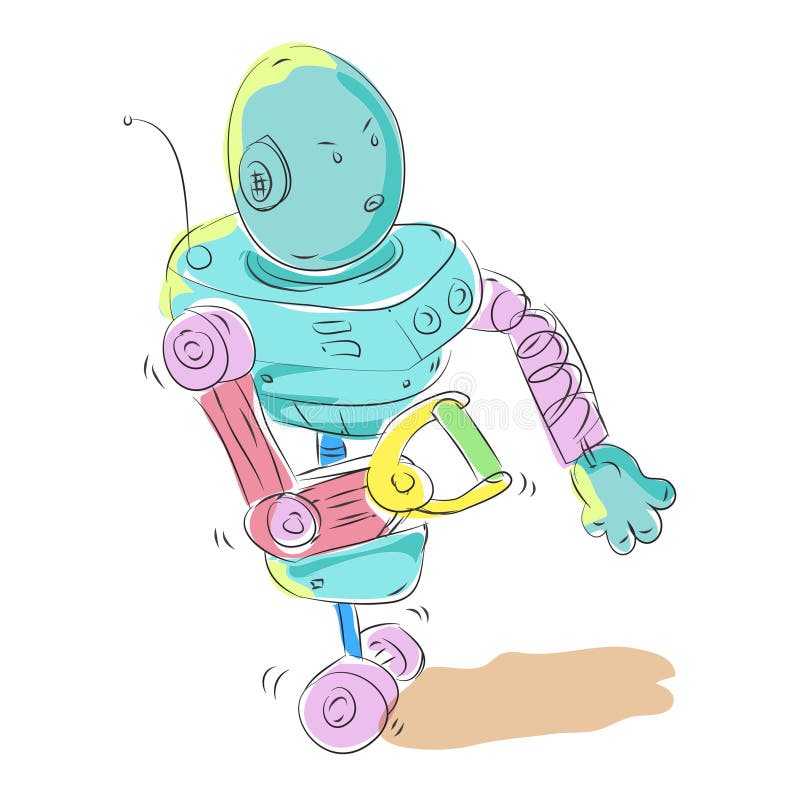 Cute Colorful Robot Sketch Vector Illustration Stock Vector ...