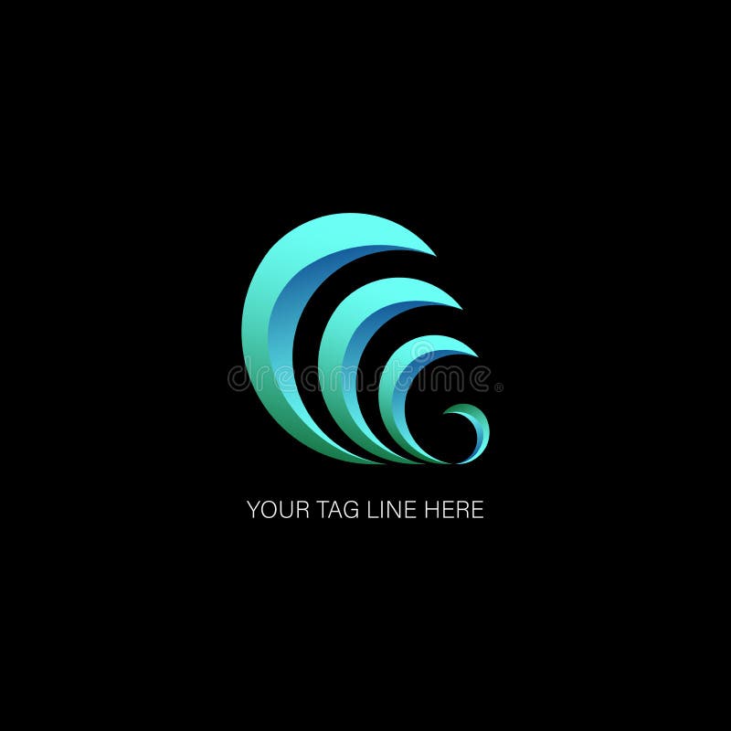 Abstract Wave Shape Logo Template Isolated in Black Stock Vector ...